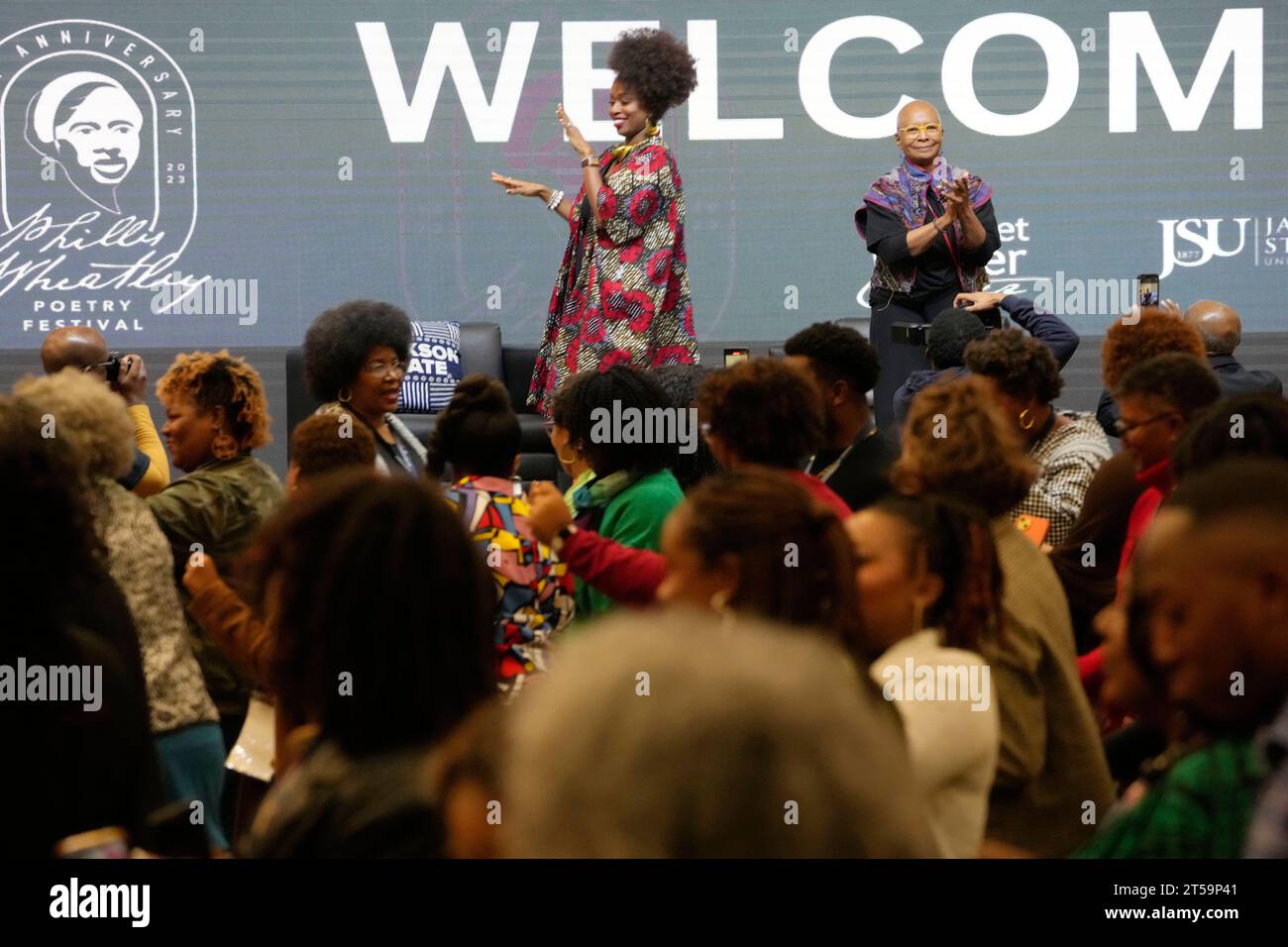 Alice Walker, author of "The Color Purple," right, and Ebony Lumumba ...