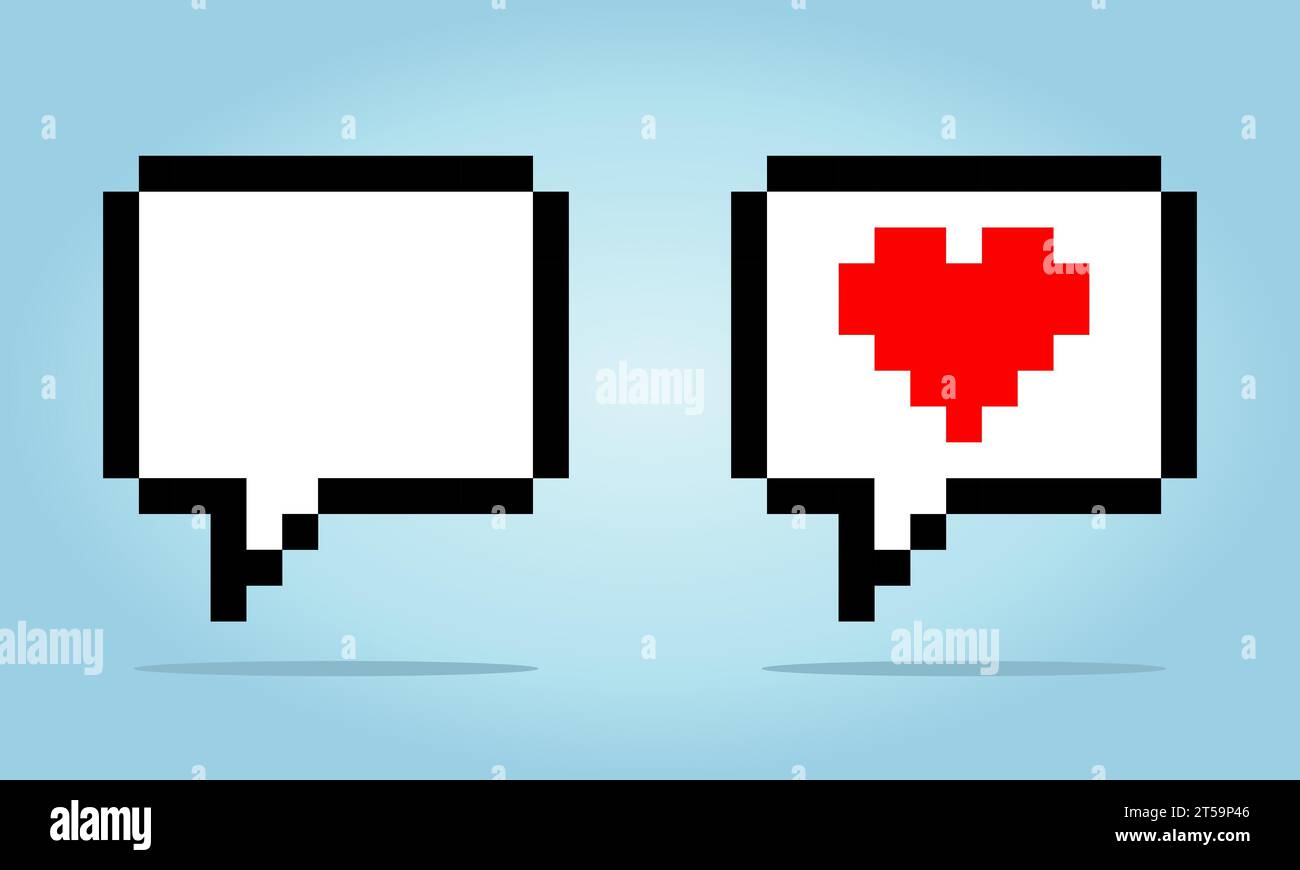8 bit pixels a Speech bubble with loves. Message icon for game assets ...