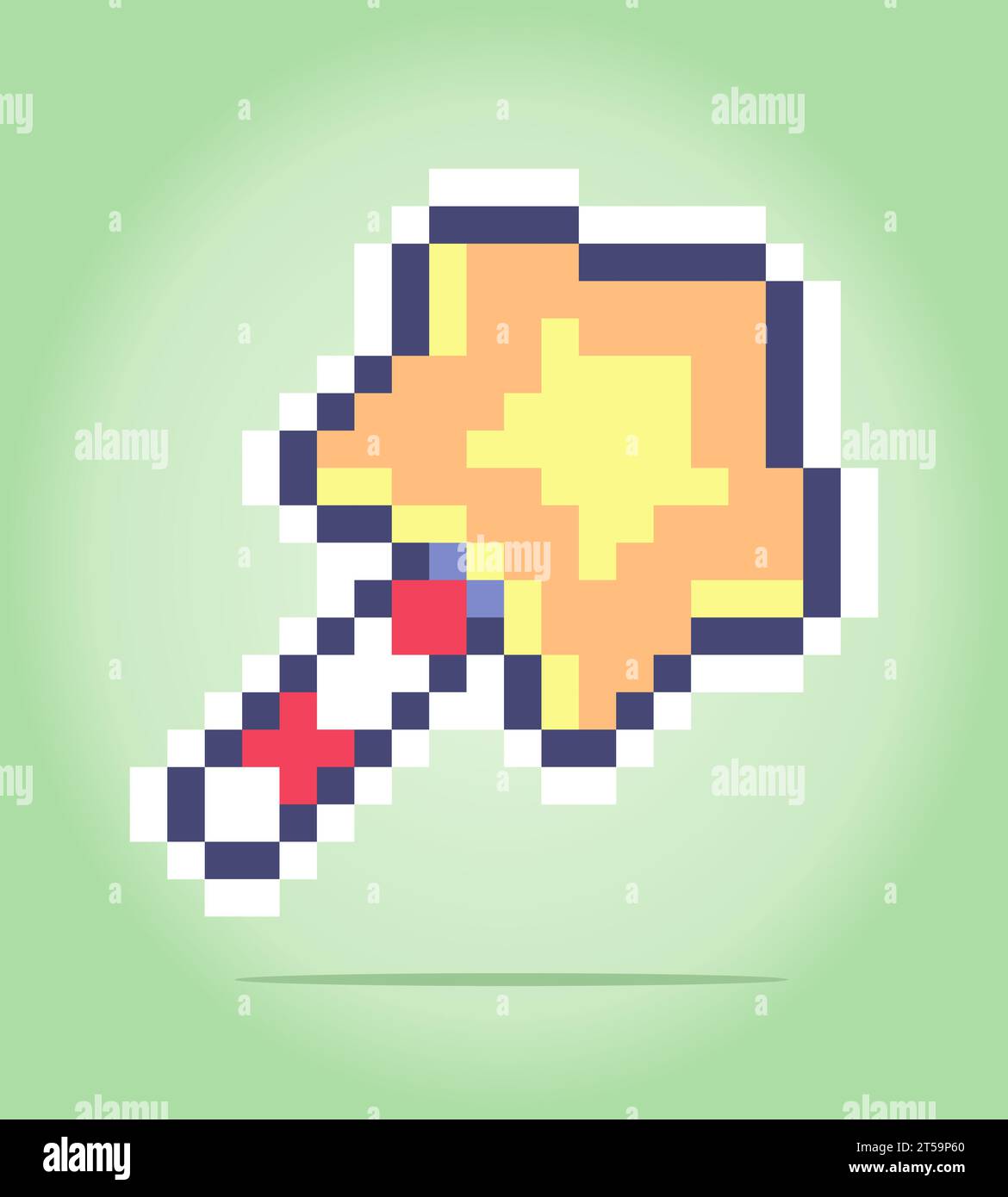 8 bit pixels magic wand. Witch tool in vector illustrations for game ...