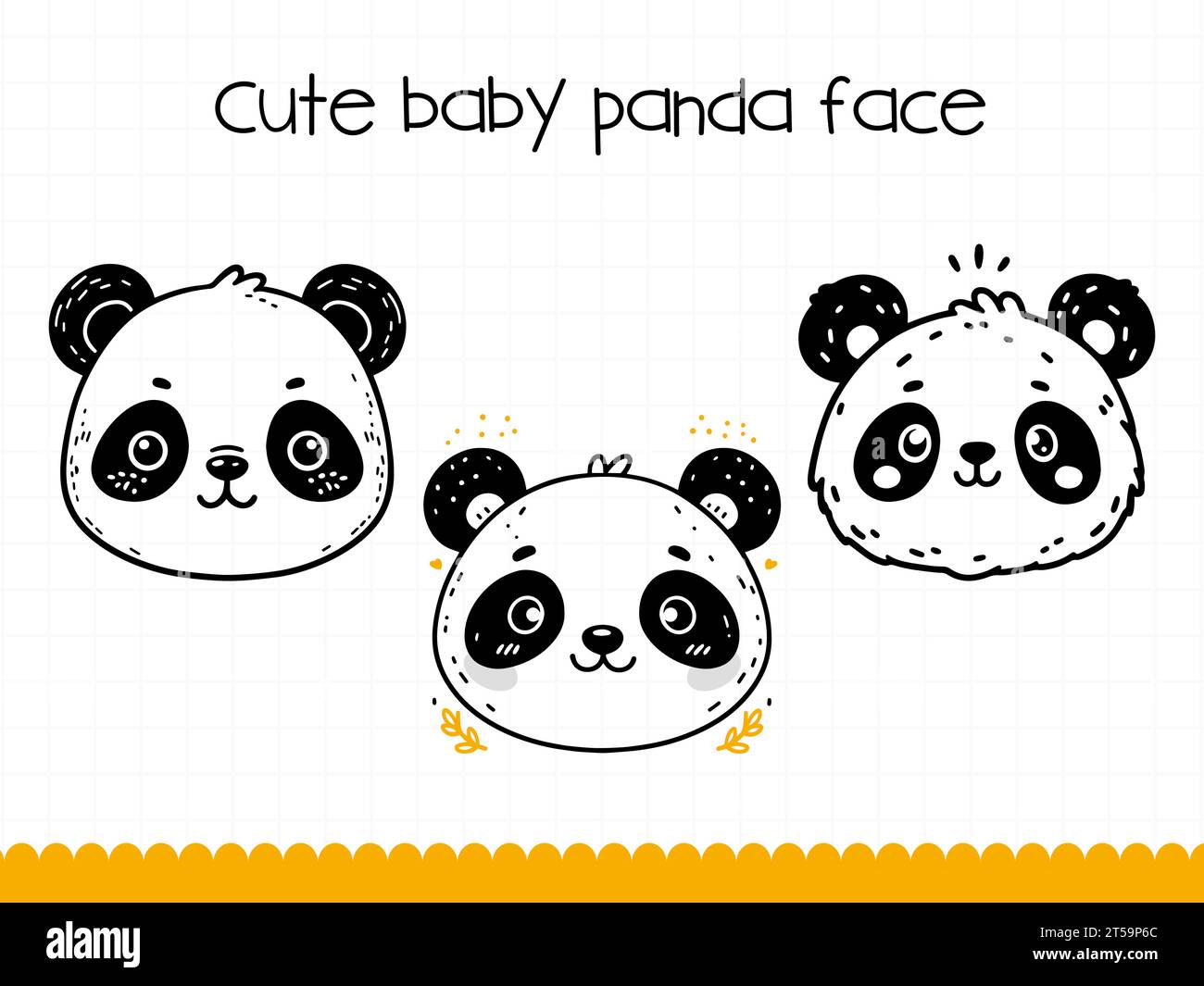 Cute panda face in simple doodle style set Stock Vector Image & Art - Alamy