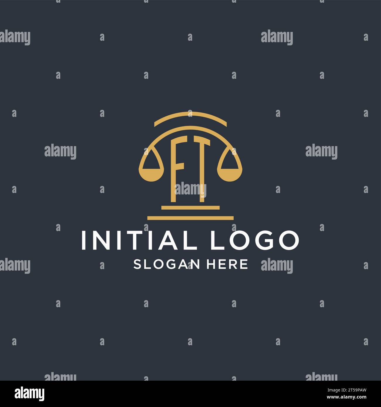 FT initial with scale of justice logo design template, luxury law and ...
