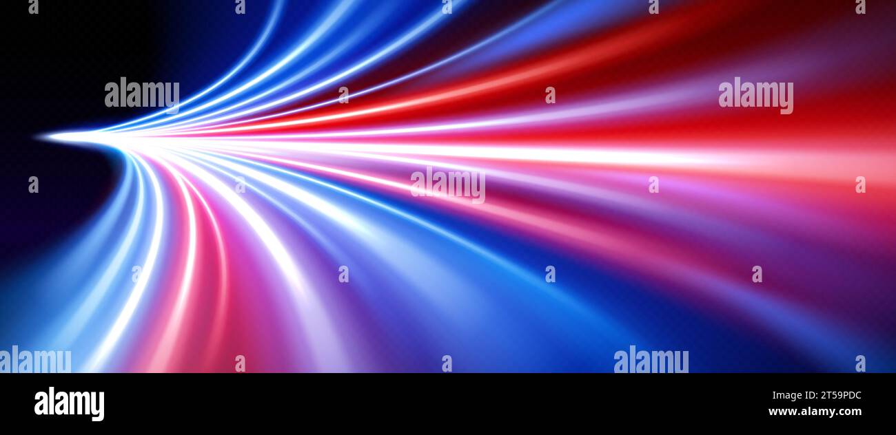 Fast motion light effect on black background. Vector realistic ...