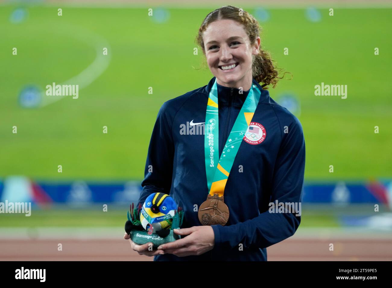 Emily Mackay of the United States poses with her bronze medal on the ...