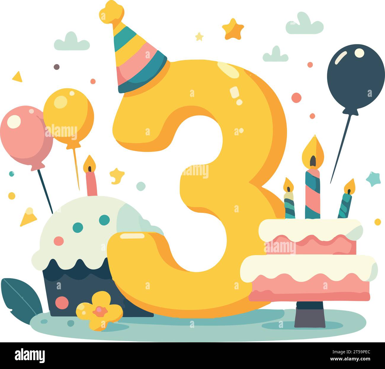 Number 3 Birthday Vector Illustration Stock Vector Image & Art - Alamy