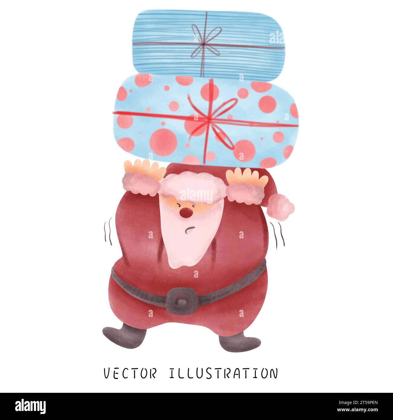 Hand Drawn Santa Claus and Festive Christmas Illustration Stock Vector ...