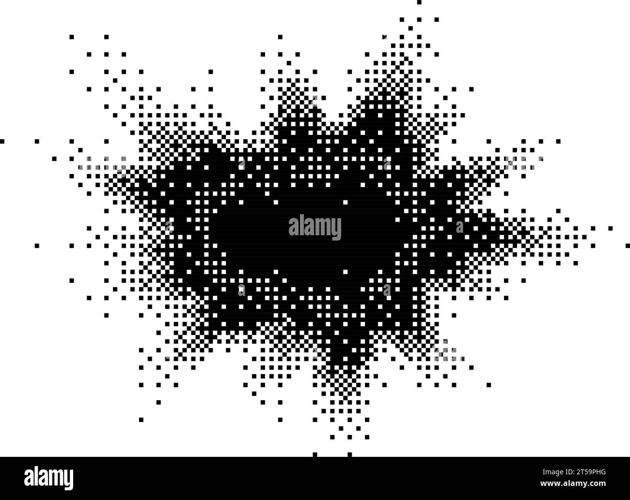 Halftone explosion with dust cloud and rays with pixel texture. Pop art ...