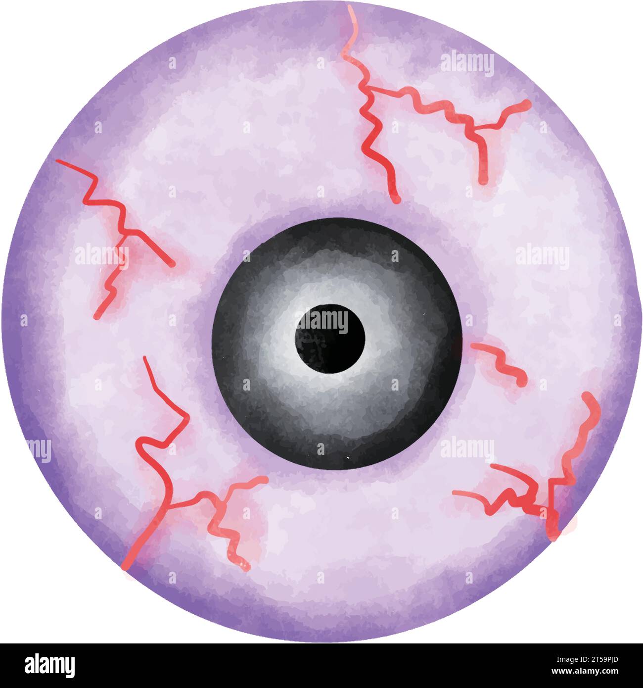 Scary Purple Eyeball in Watercolor Style: Halloween Illustration of a ...
