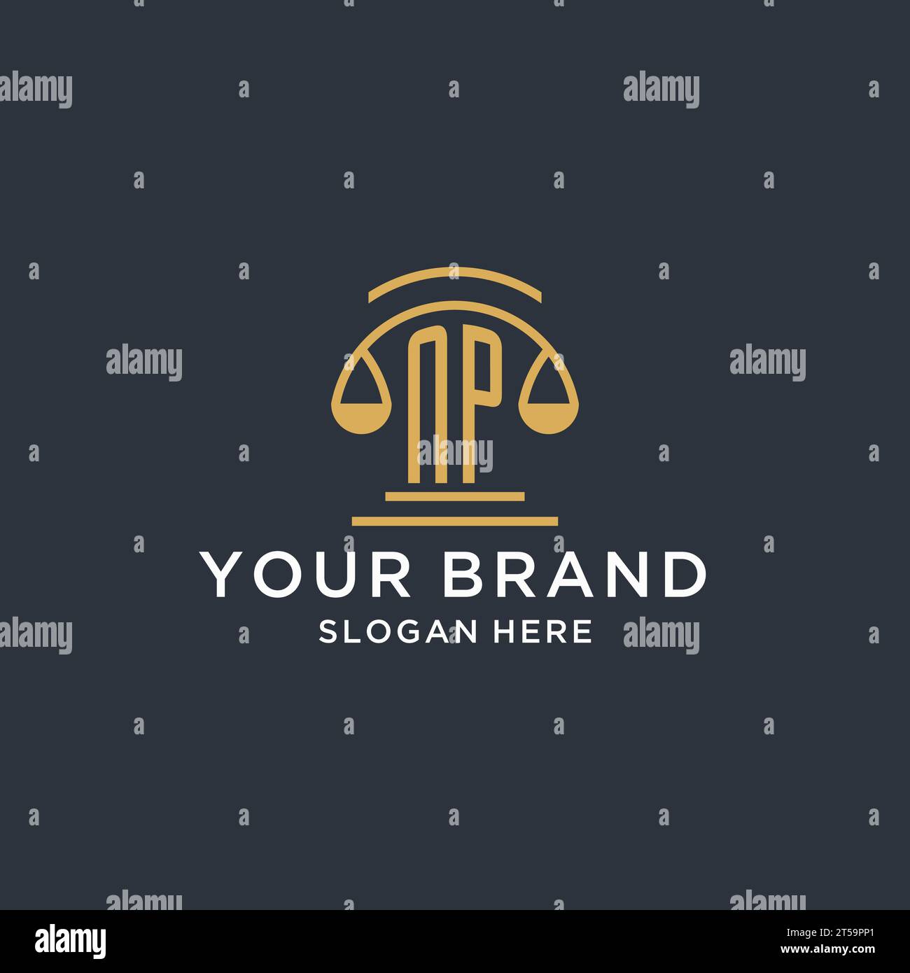 NP initial with scale of justice logo design template, luxury law and ...