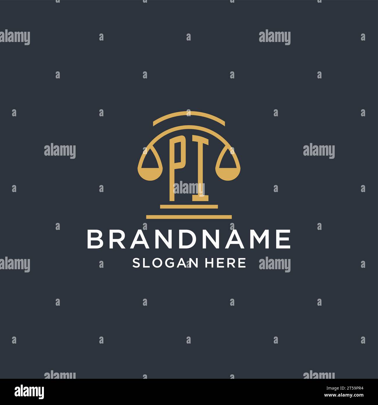 PI initial with scale of justice logo design template, luxury law and ...