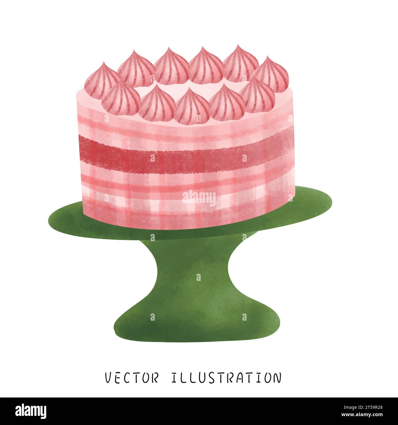 Artistic Watercolor Illustration of a Christmas Green Cake Stand with ...