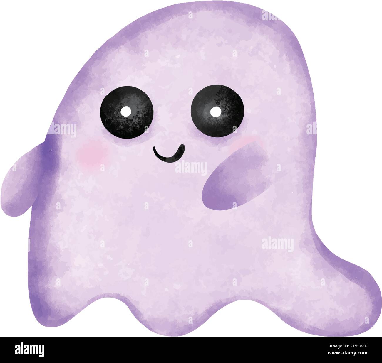 Purple Halloween: Whimsical Watercolor Style Cute Ghost Floating in the Air Stock Vector Image ...