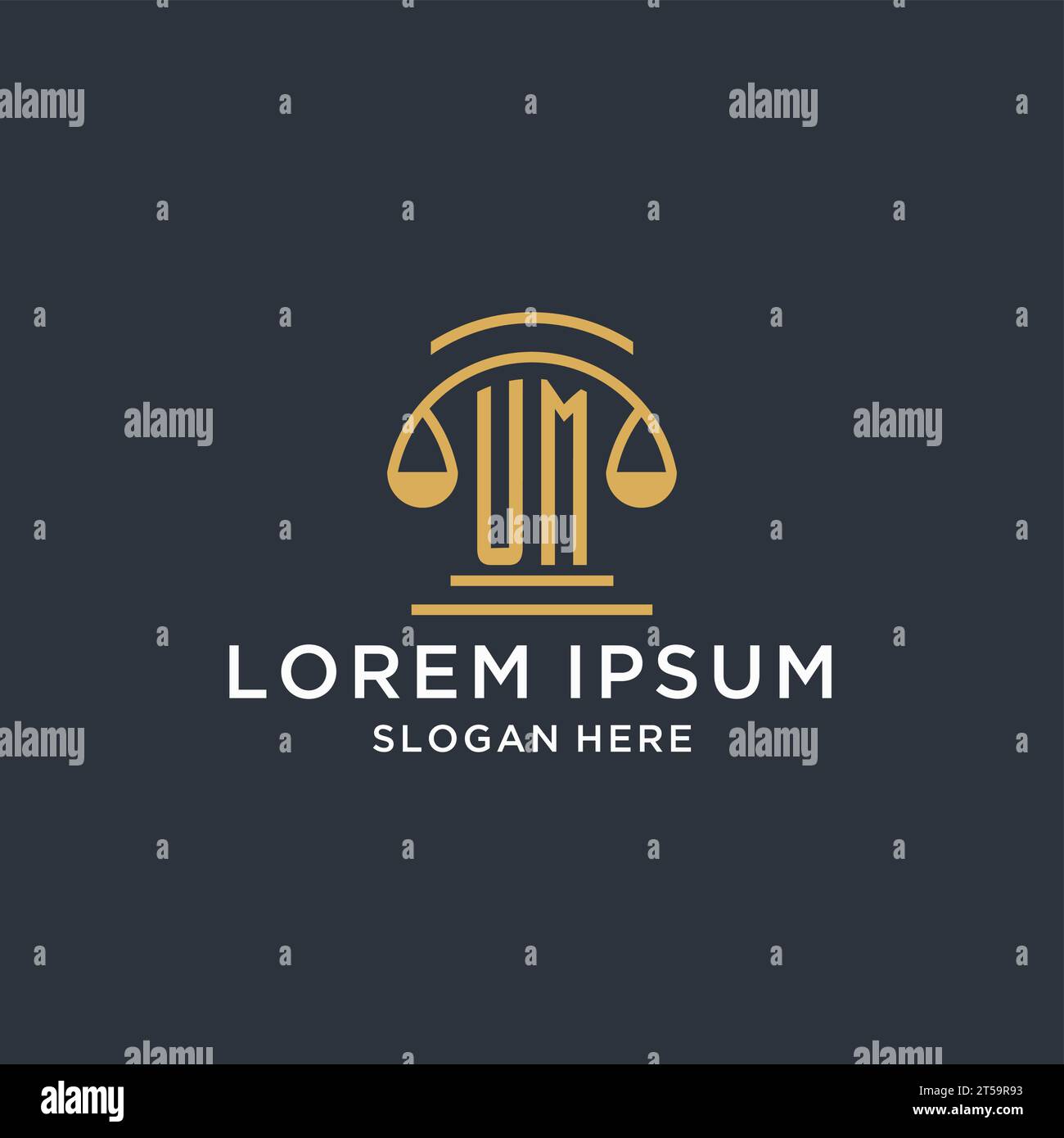 UM initial with scale of justice logo design template, luxury law and ...