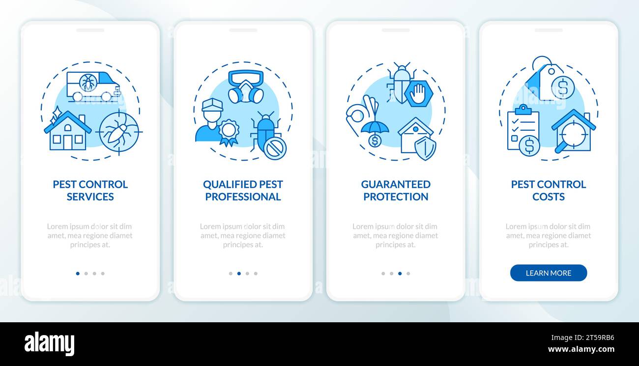 Walkthrough integrated pest management blue thin line icons Stock ...