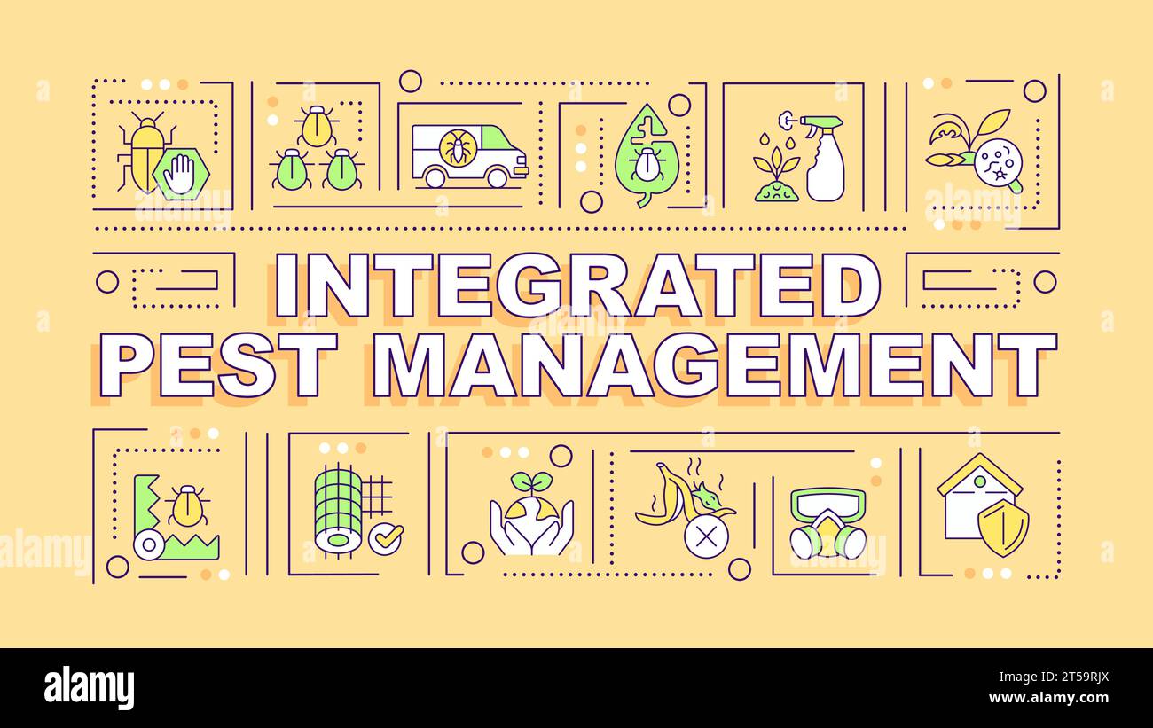 2D integrated pest management text with multicolor icons Stock Vector ...