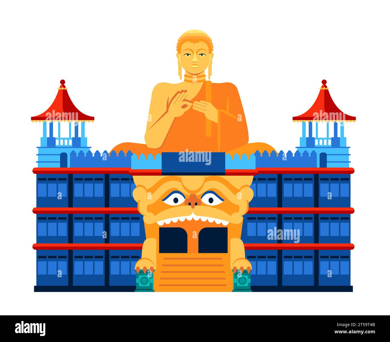Dambulla Golden Temple - flat design style single isolated image Stock ...
