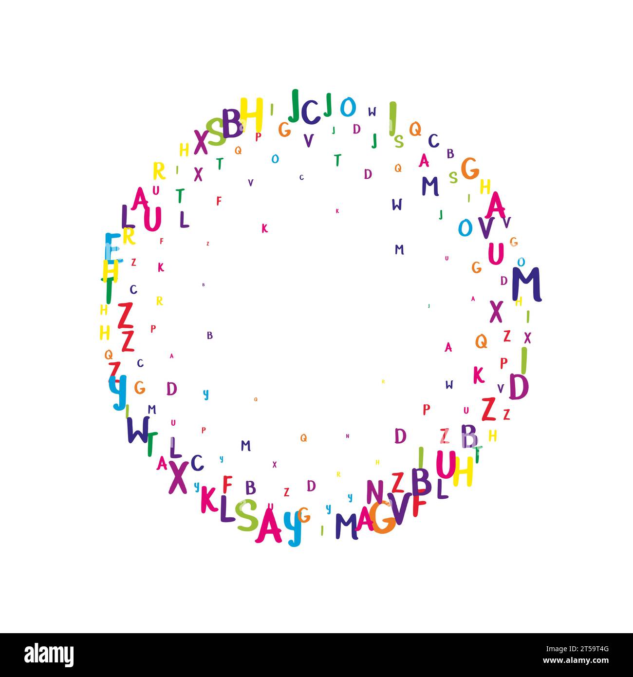 School notebook cover. Colorful childish floating letters of Latin ...