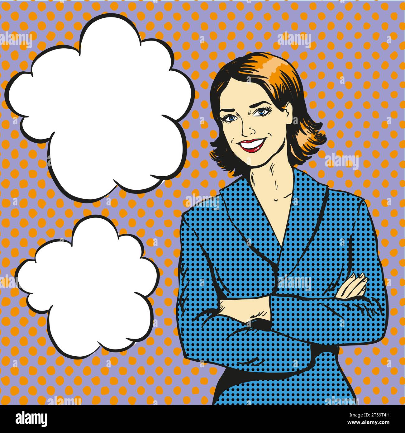 Woman with speech bubble in retro pop art style. Comic vector illustration Stock Vector Image ...