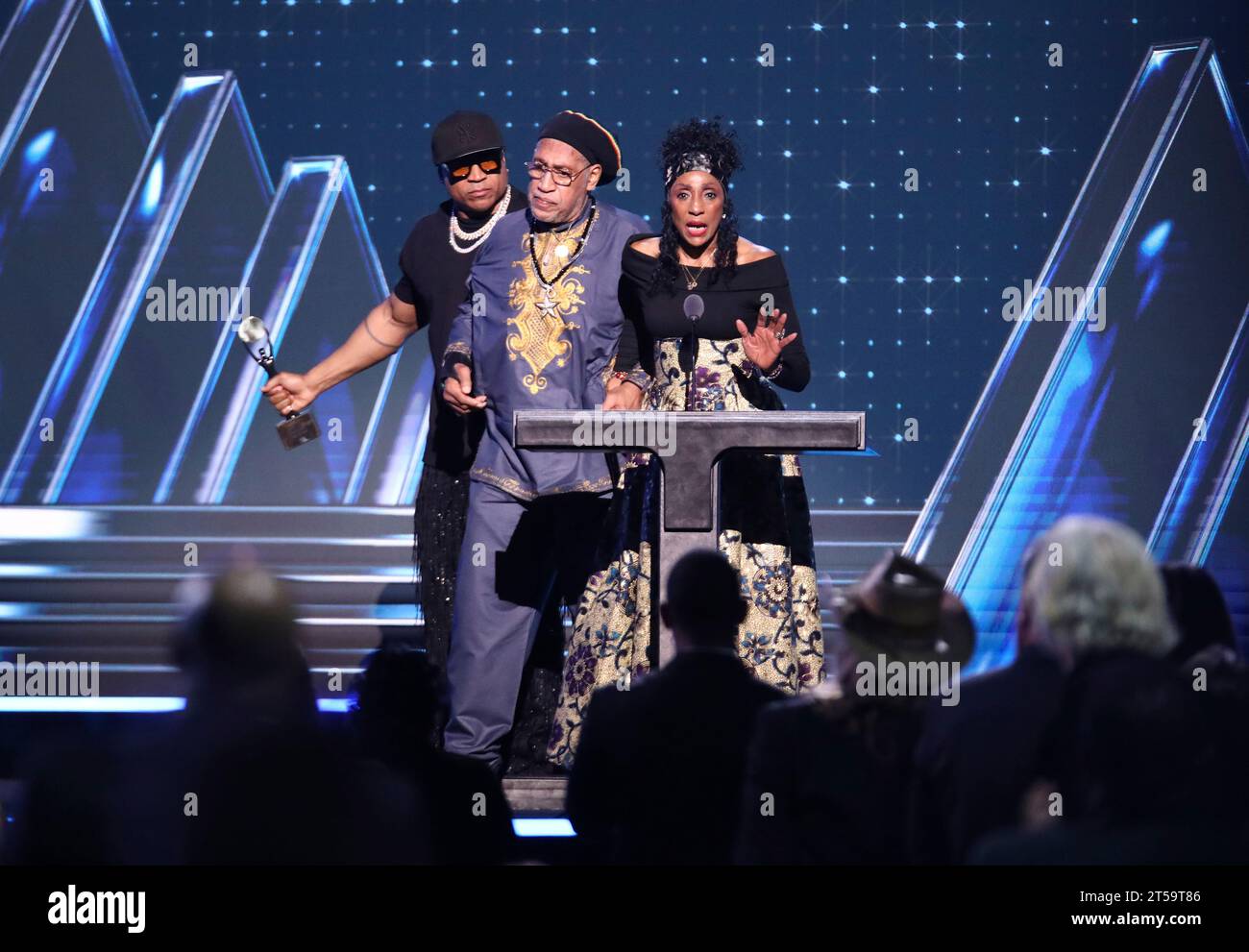 LL Cool J, from left, DJ Kool Herc, and Cindy Campbell appear during ...