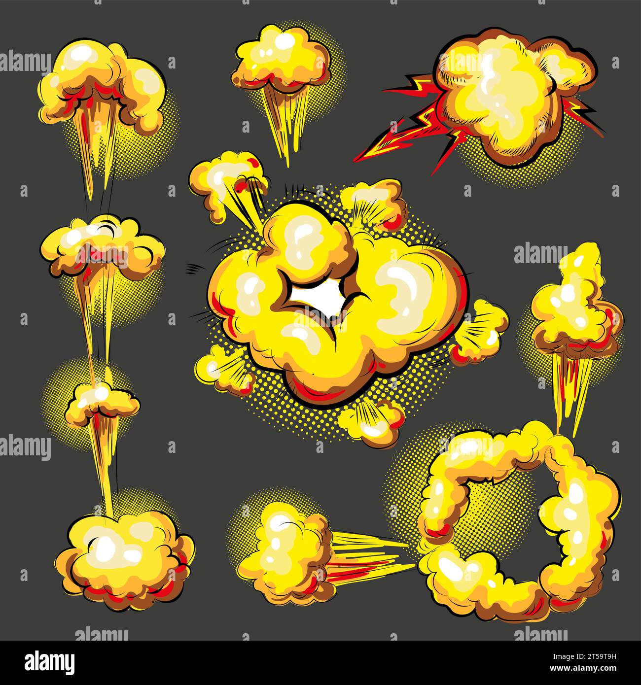 Vector vintage pop art explosion effect animation set. Comic book style Stock Vector Image & Art ...