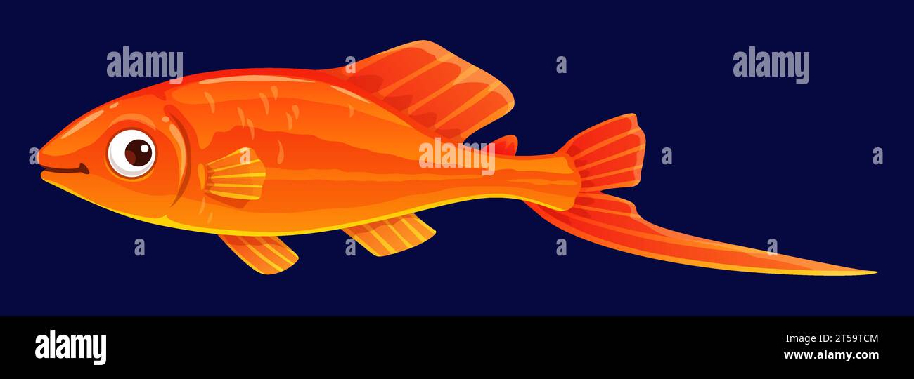 Cartoon swordtail aquarium fish funny character. Tropical river or ...