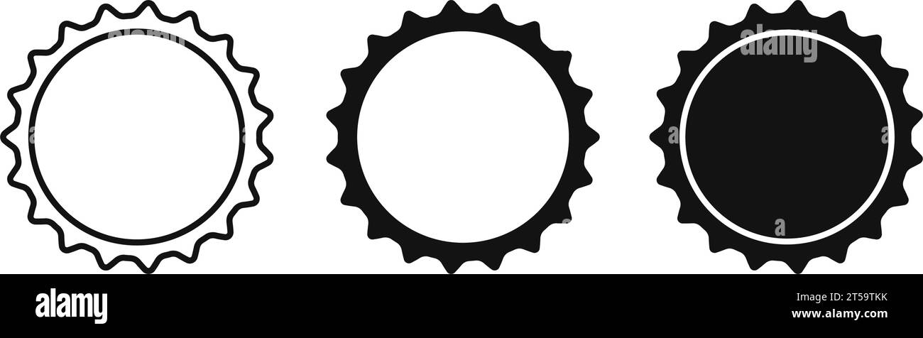 Beer bottle cap icons. Blank label in the shape of aluminum bottle cap ...