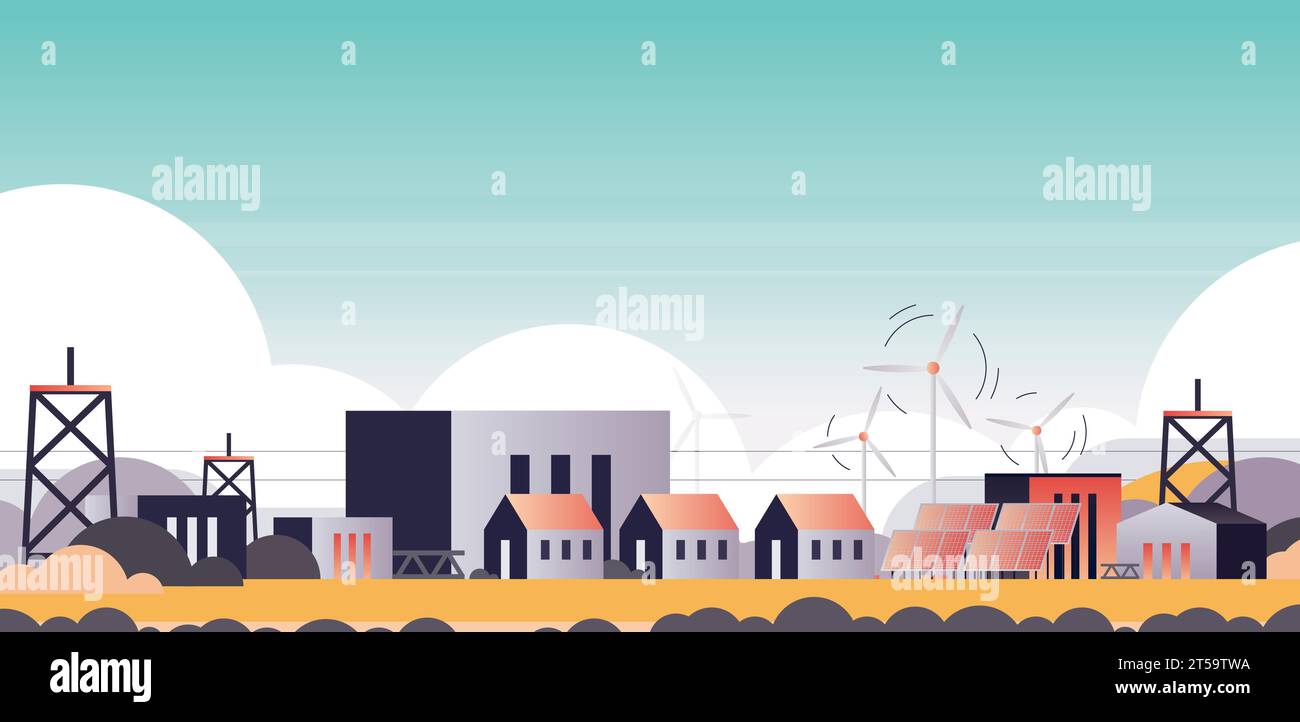 Manufacturing factory industrial zone plant and chimney power station ...