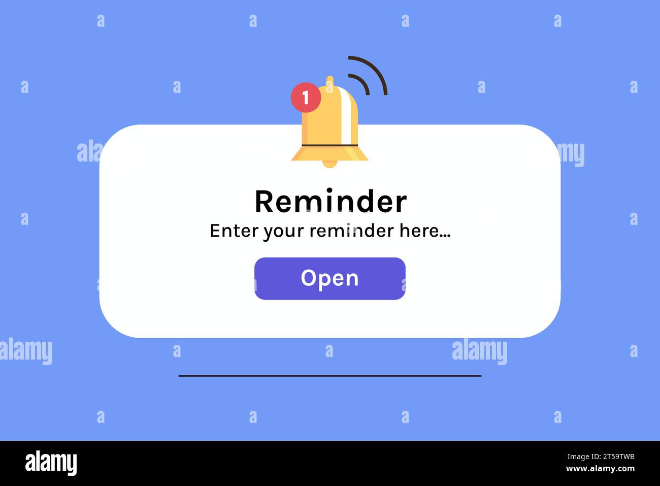 Reminder, notification page with floating elements and business ...