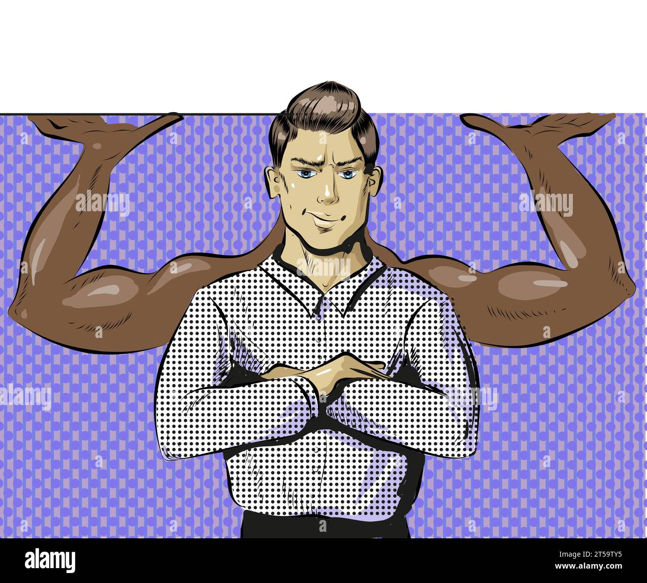 Vector illustration of businessman with power gesture or man dreaming ...