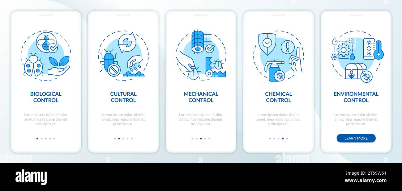 Walkthrough integrated pest management with blue icons Stock Vector ...