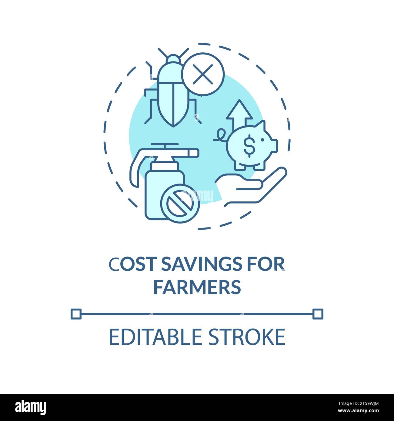 2D editable blue cost savings for farmers icon, monochromatic isolated vector, integrated pest ...