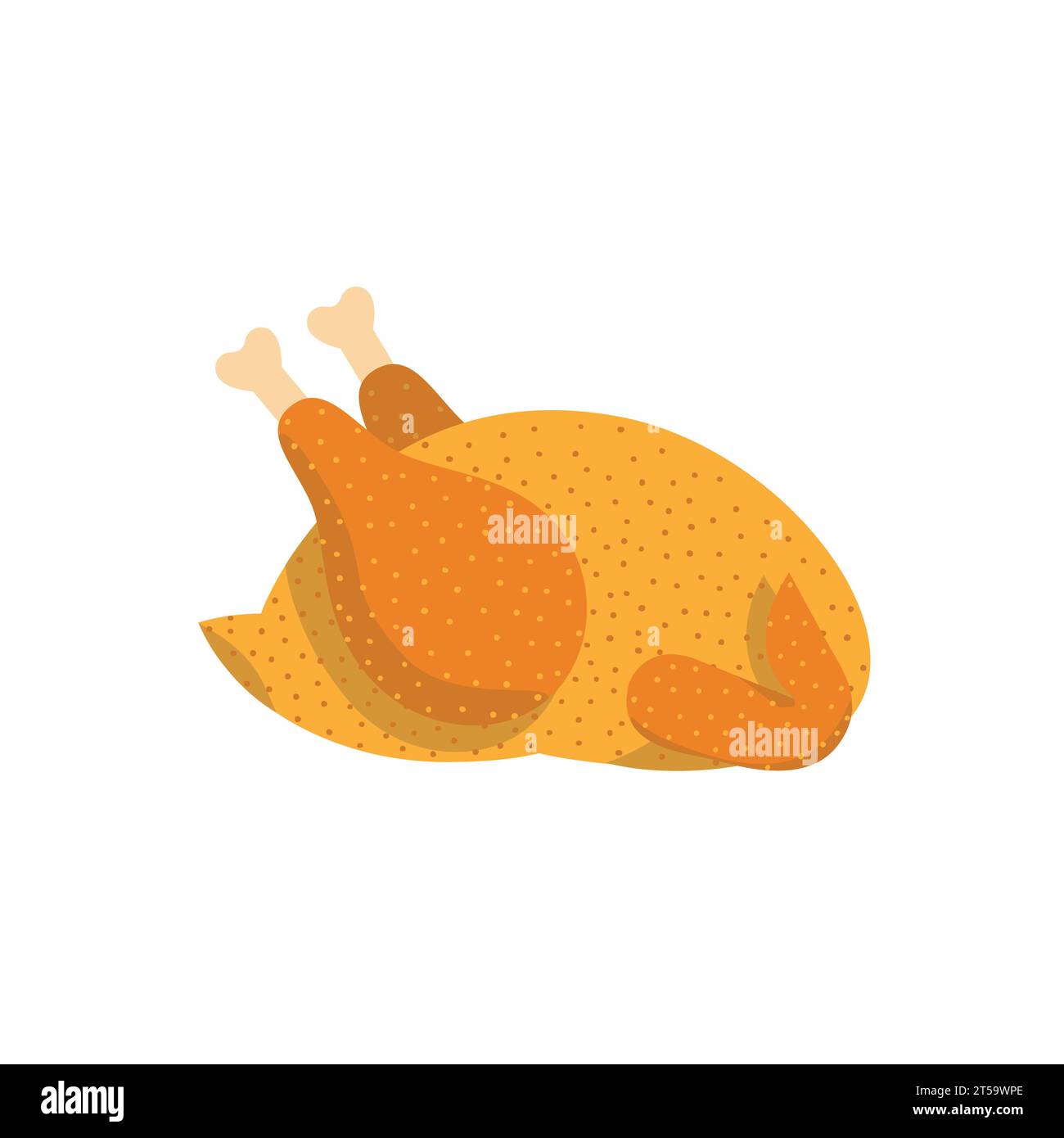 Roast turkey meat cute cartoon vector icon isolated. Cooked appetizing ...