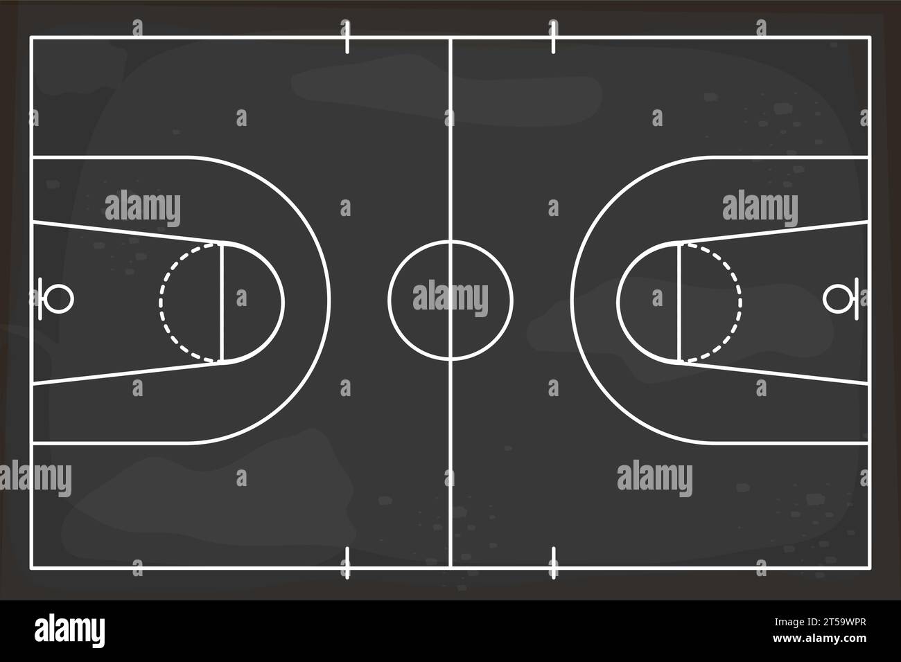 Basketball blackboard with chalk game strategy, coach plan. White lines ...