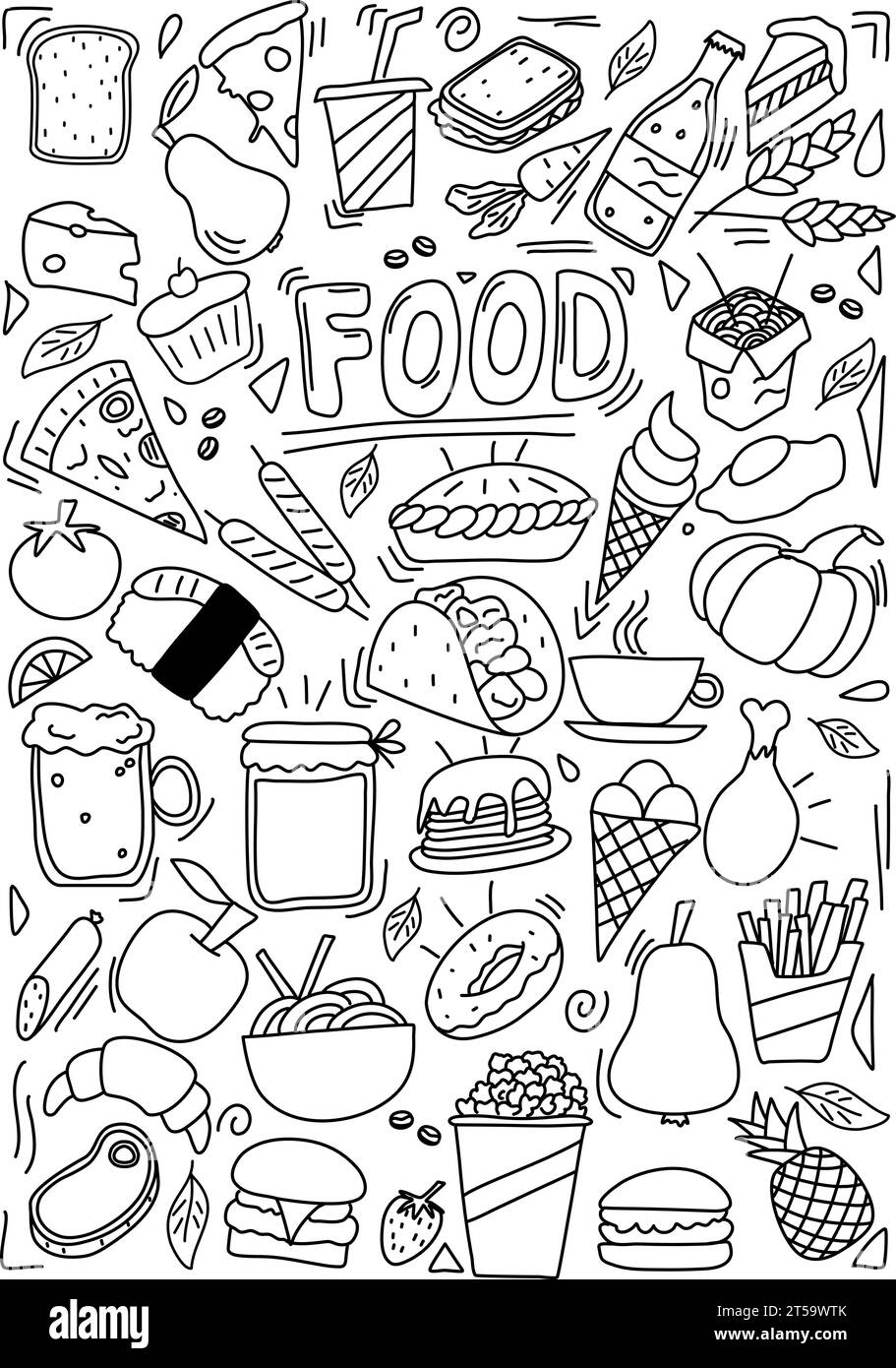 Vector illustration of food doodles Stock Vector Image & Art - Alamy