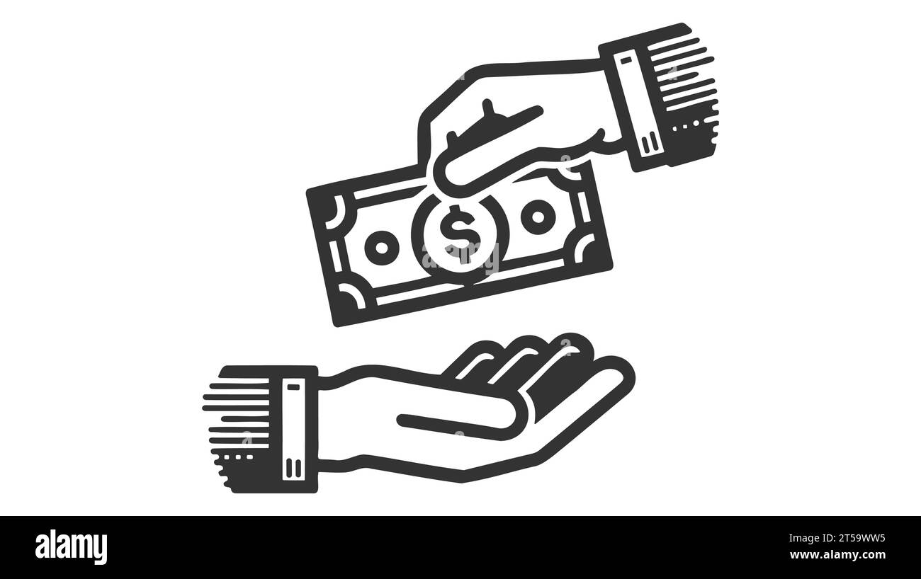 Simple icon of two hands, giving money. Money exchange Stock Vector ...