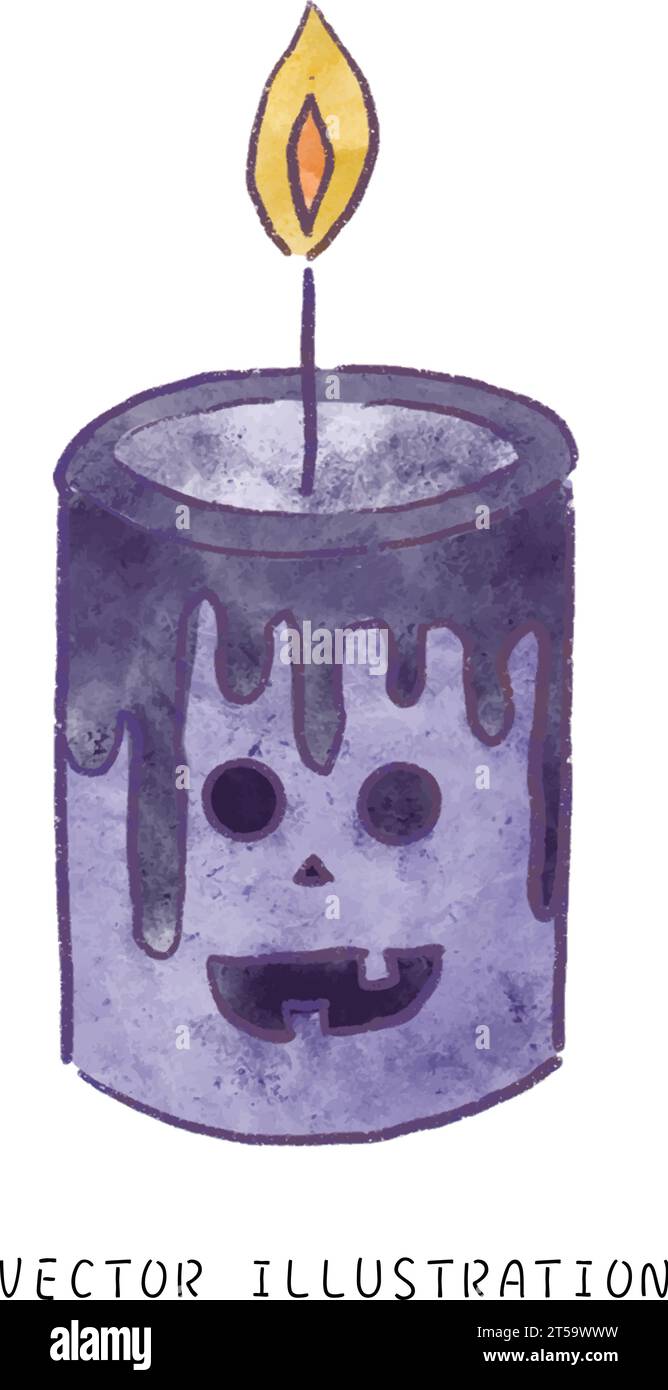 Spooky Halloween Candle with Frankensteins Face Watercolor Style ...