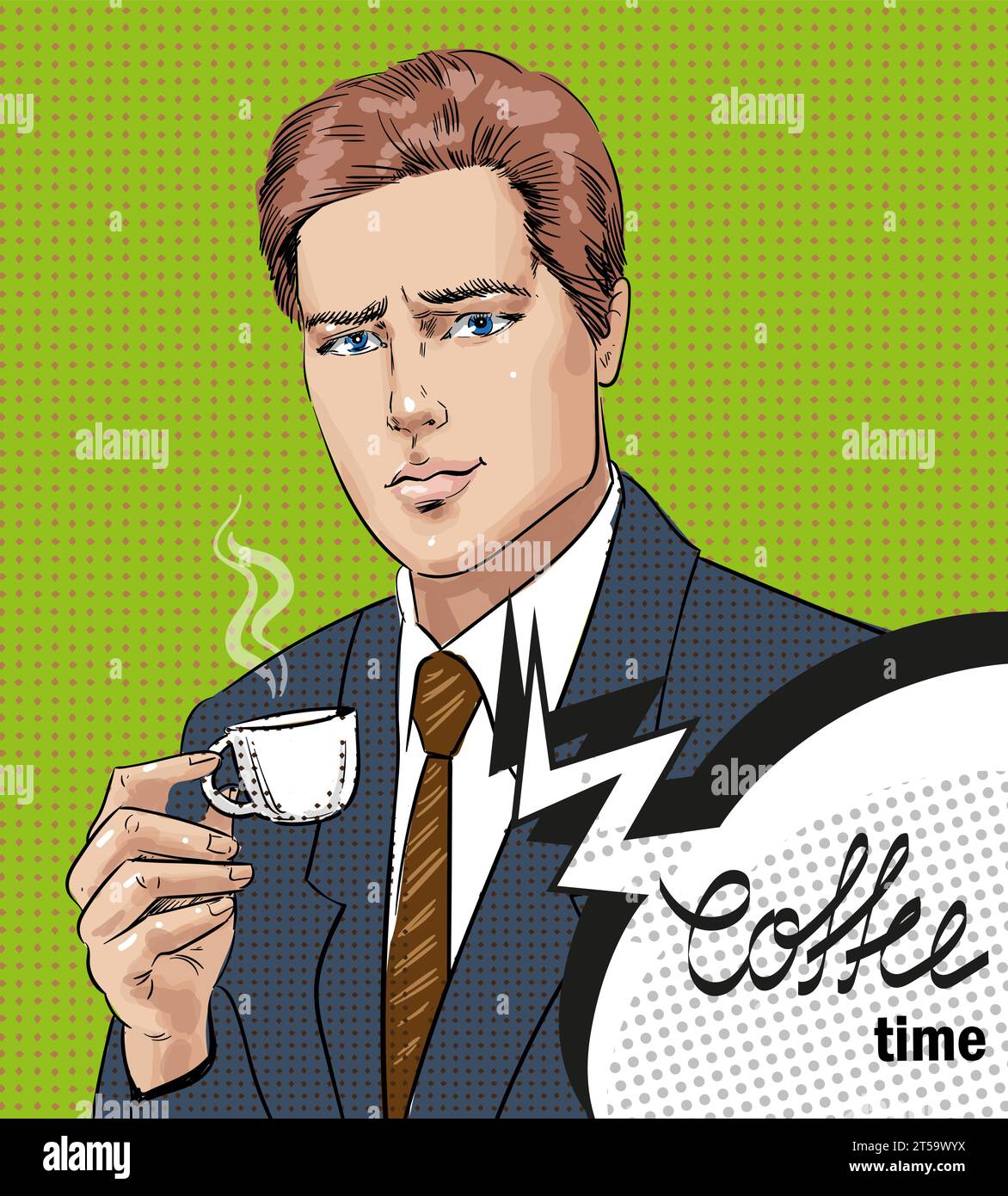 Male handsome man in suit cafe Stock Vector Images - Alamy