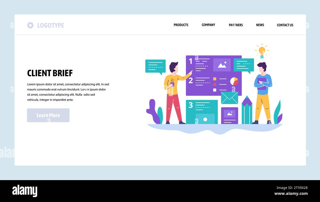 Vector web site design template. Client brief and marketing strategy ...