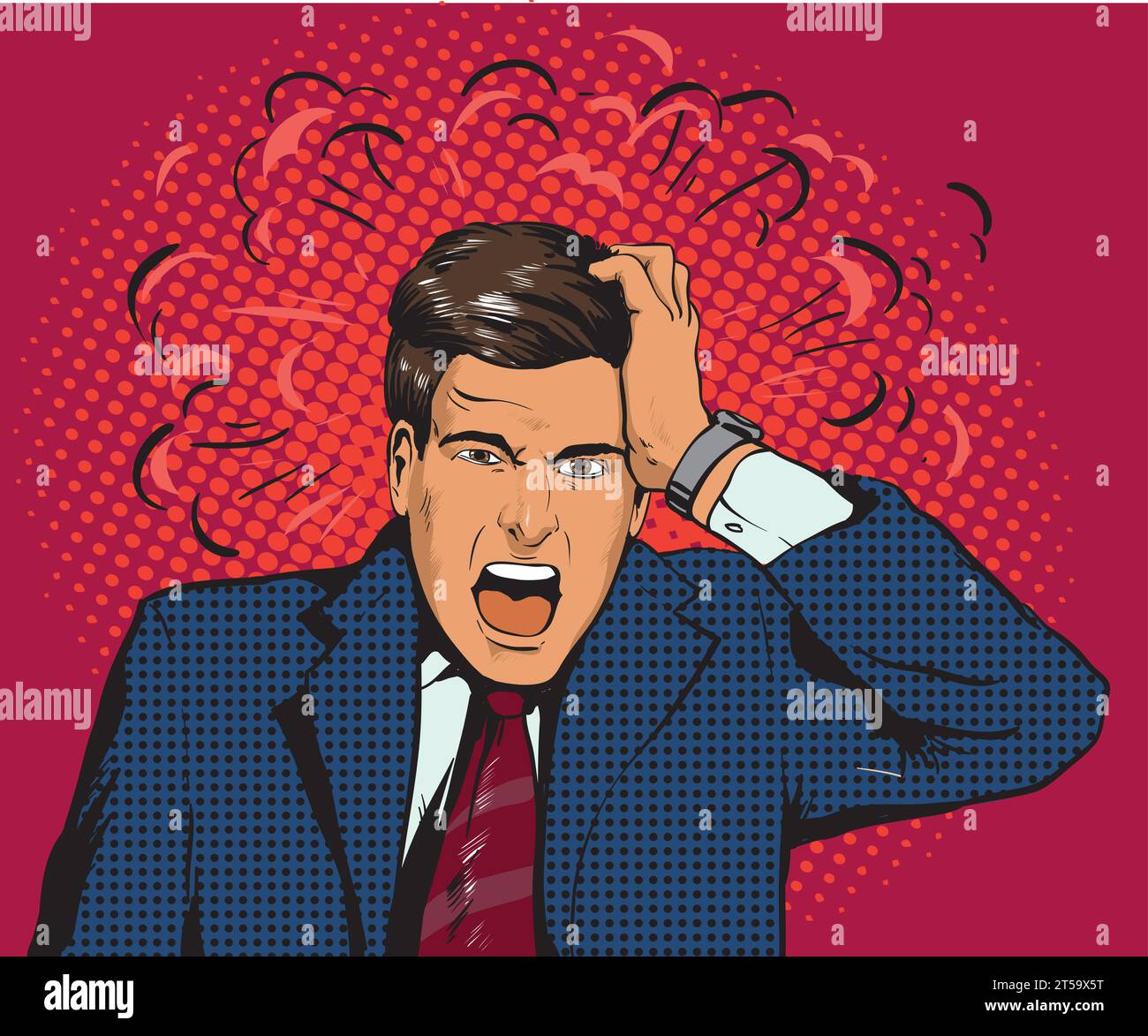 Businessman in panic of the financial crisis or business failure ...