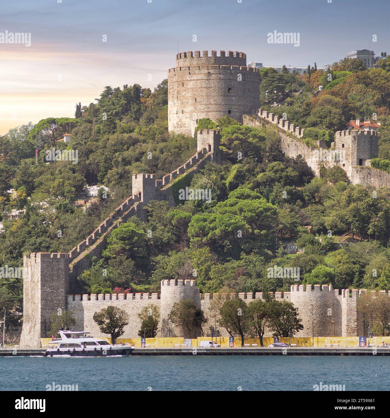 View of ruins of Rumelihisari, Bogazkesen Castle, or Rumelian Castle ...