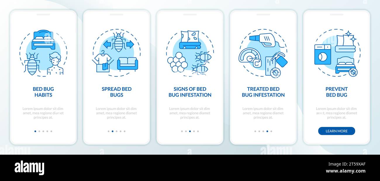 Walkthrough integrated pest management blue icons concept Stock Vector ...