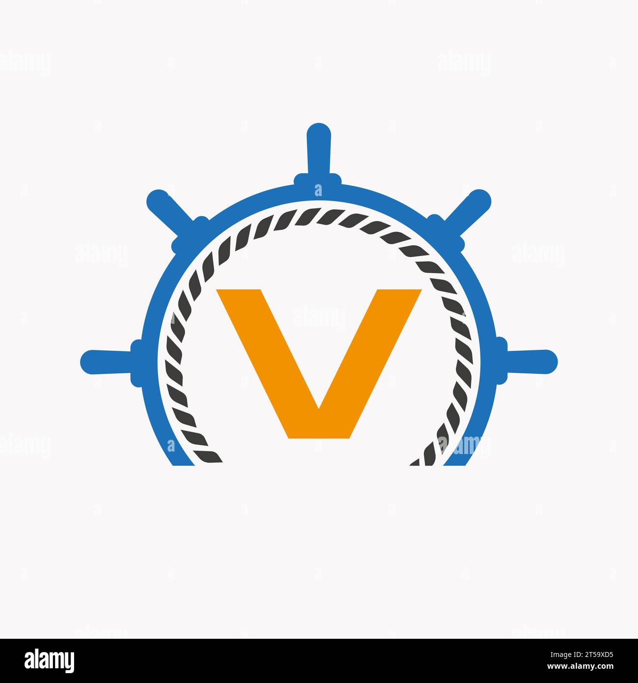 Letter V Cruise Steering Logo. Yacht Symbol, Ship Logotype, Marine Sign ...