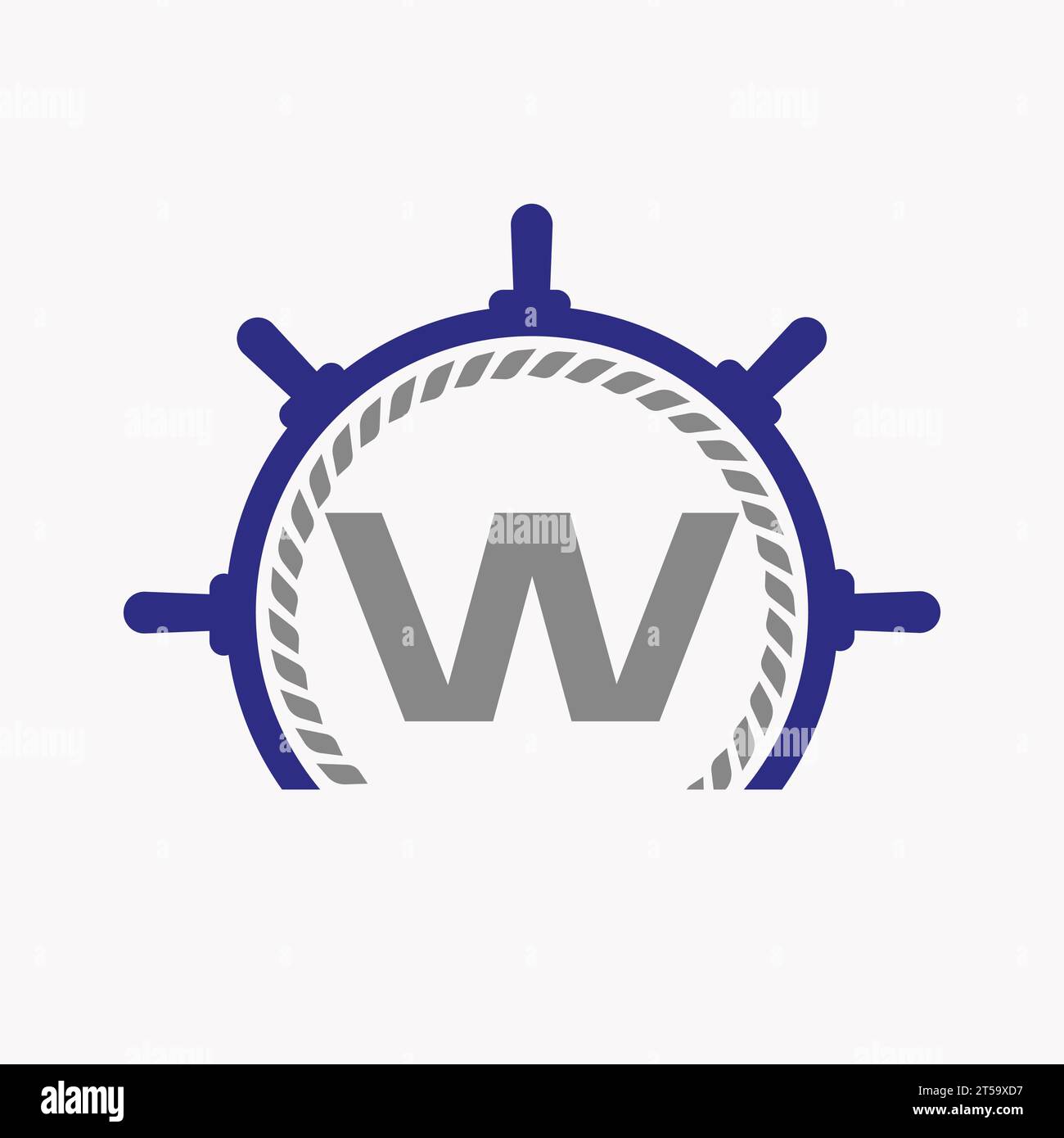 Letter W Cruise Steering Logo. Yacht Symbol, Ship Logotype, Marine Sign ...
