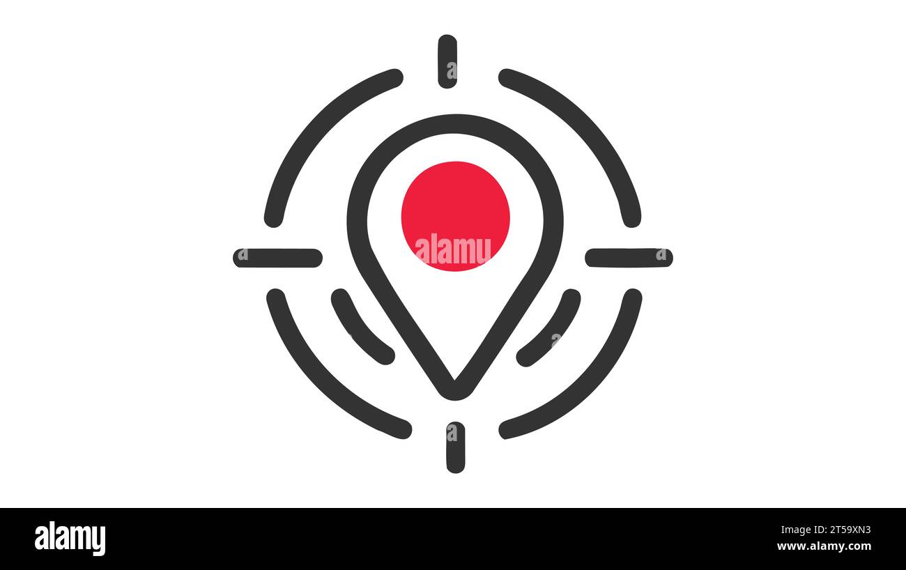 Vector icon of a location pin encircled by a stylized radar Stock ...