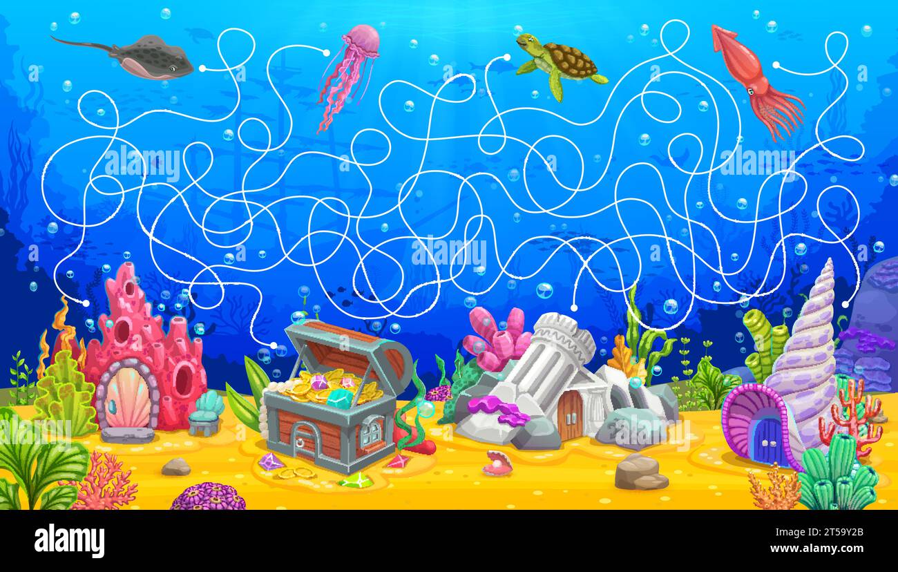 Underwater labyrinth maze, help to animals find own house building ...