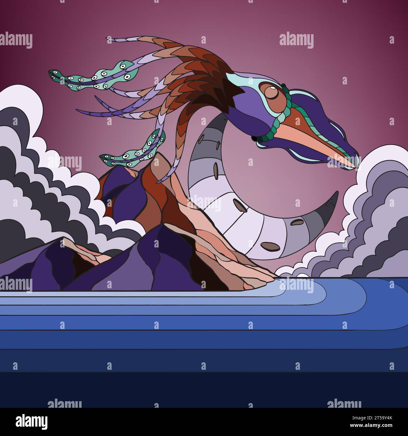 giant squid flying in the sky Stock Vector Image & Art - Alamy