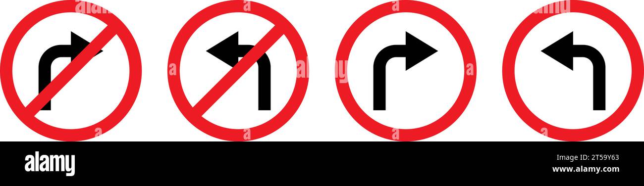 Road sign icon set. Turn left or right Stock Vector Image & Art - Alamy