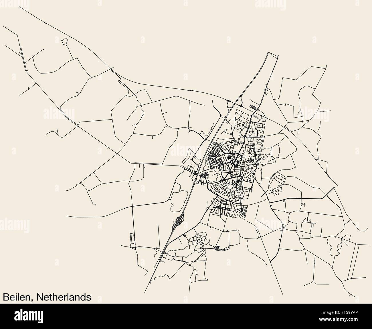 Street roads map of BEILEN, NETHERLANDS Stock Vector Image & Art - Alamy