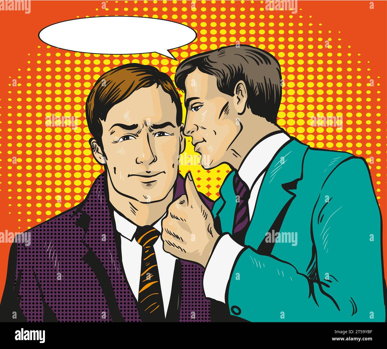 Pop art retro comic vector illustration. Two businessman talk to each ...