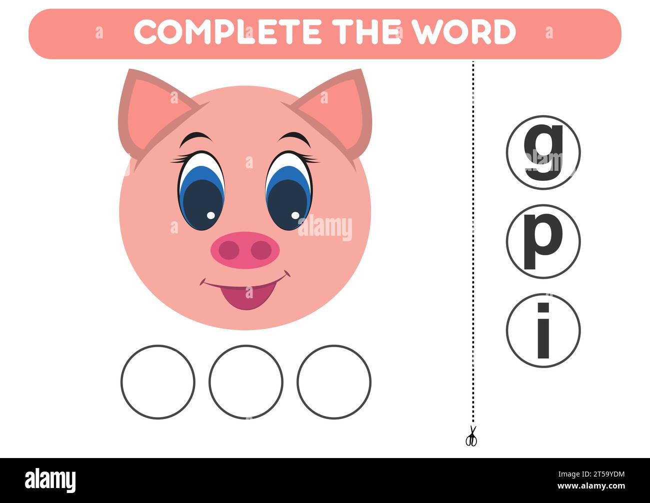 Educational game for kids Complete the word pig. Printable worksheets ...