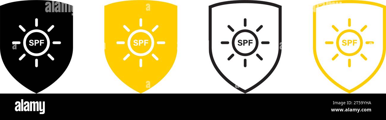 SPF sun with shield icon symbol set Stock Vector Image & Art - Alamy